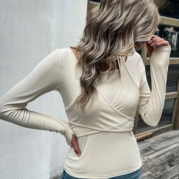 SHEIN | Tops | Shein Ribbed Knit Tie Back 2 In Tee | Poshmark